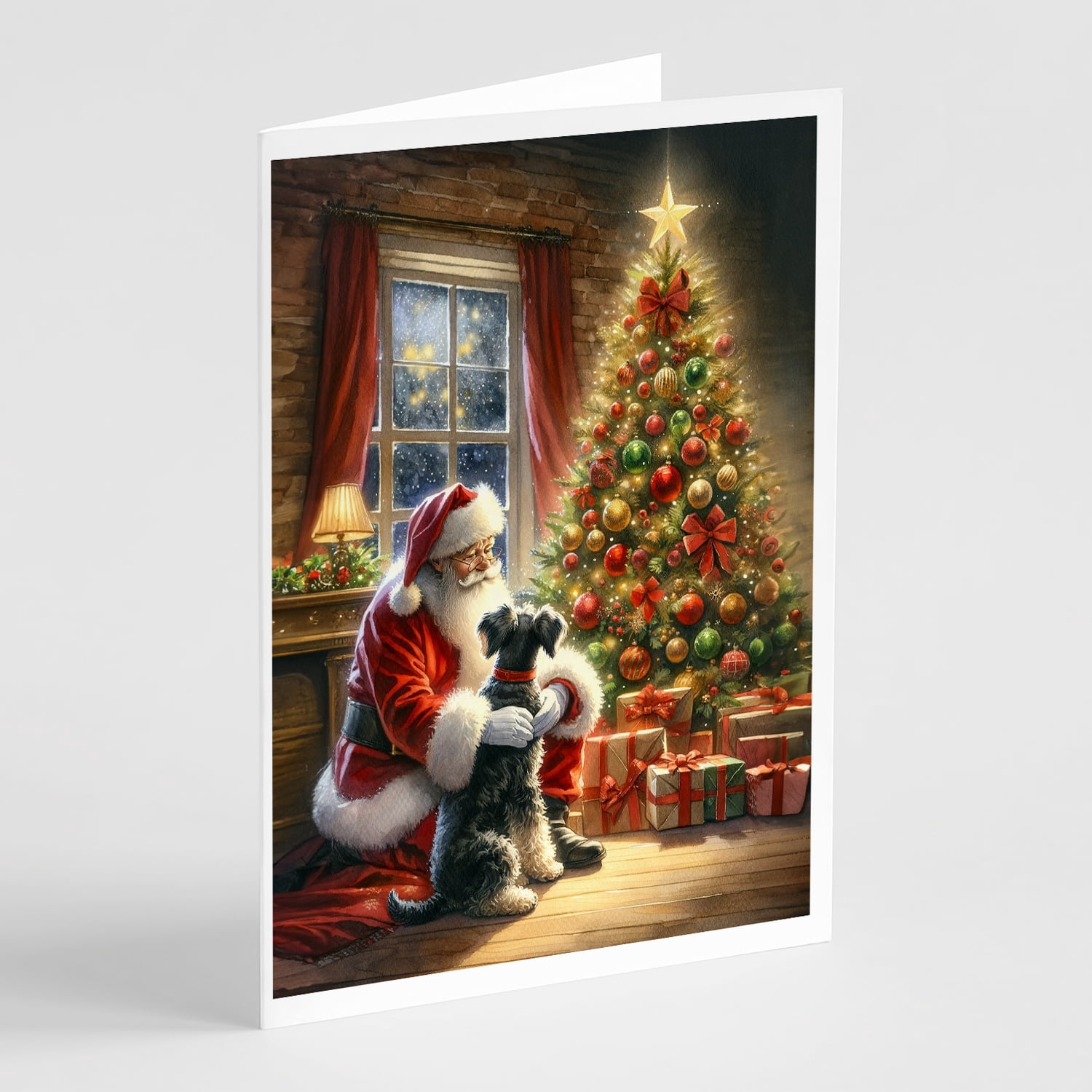 Schnauzer and Santa Claus Greeting Cards Pack of 8 7 in x 5 in ...