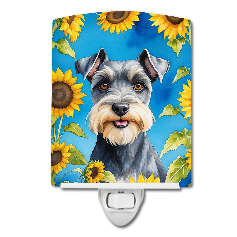 Schnauzer in Sunflowers Ceramic Night Light 4 in x 6 in - Walmart.com