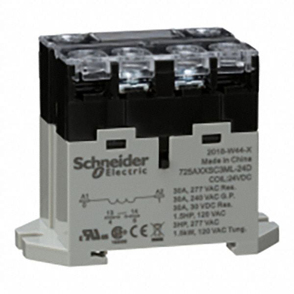 Schneider Electric Enclosed Power Relay,4 Pin,24VDC,SPST-NO 725AXXSC3ML ...