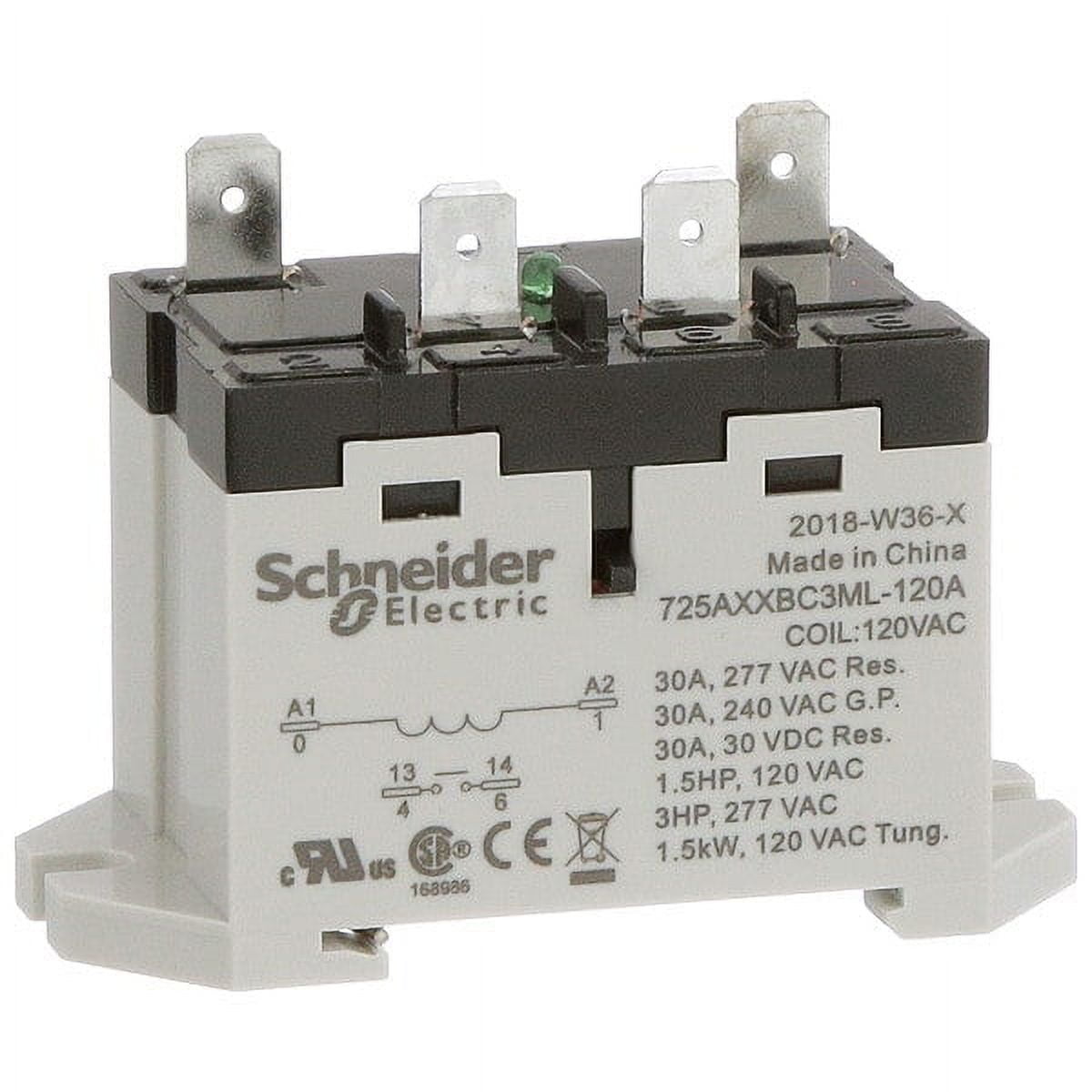 Schneider Electric EnclosedPower Relay,120VAC,SPST-NO,4Pins 725AXXBC3ML ...