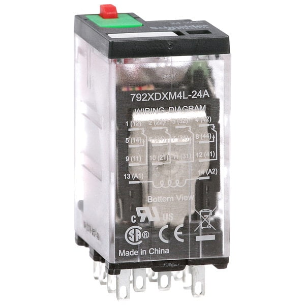 Schneider Electric Gen Purpose Relay,14 Pin,Square,24VAC 792XDXM4L-24A ...
