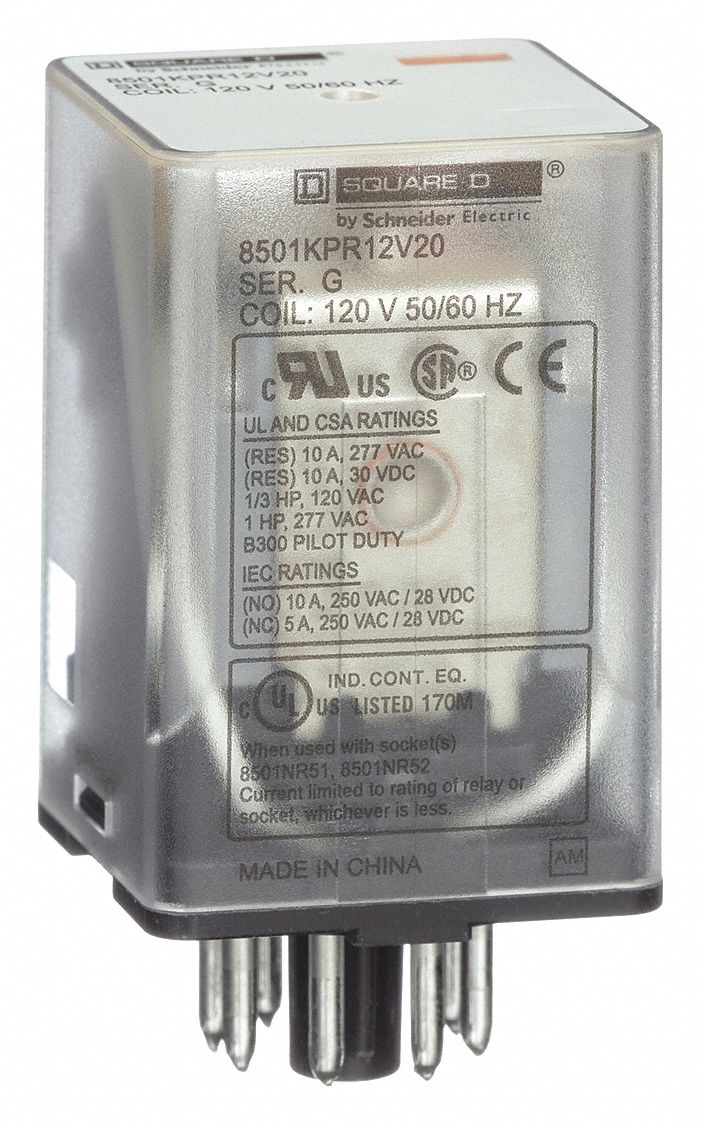 Schneider Electric General Purpose Relay,120VAC, 10A, 8Pins ...
