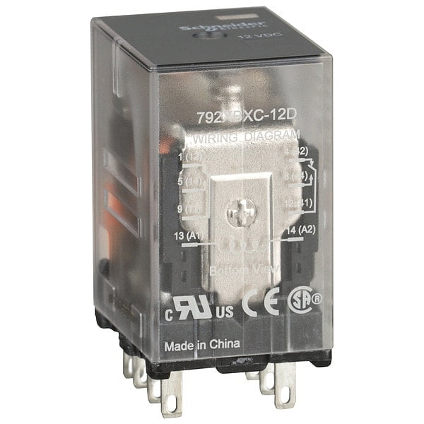 Schneider Electric Gen Purpose Relay,8 Pin,Square,12VDC 792XBXC-12D ...