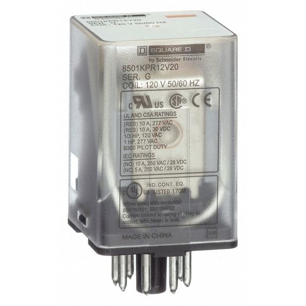 Schneider Electric General Purpose Relay,120VAC, 10A, 8Pins ...
