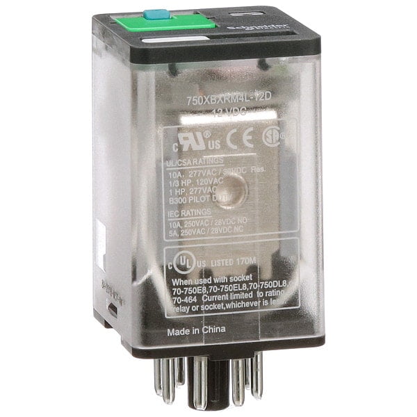 Schneider Electric General Purpose Relay, 12VDC, 10A, 8Pins 750XBXRM4L ...