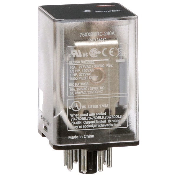 Schneider Electric General Purpose Relay,240VAC, 10A, 8Pins 750XBXRC ...