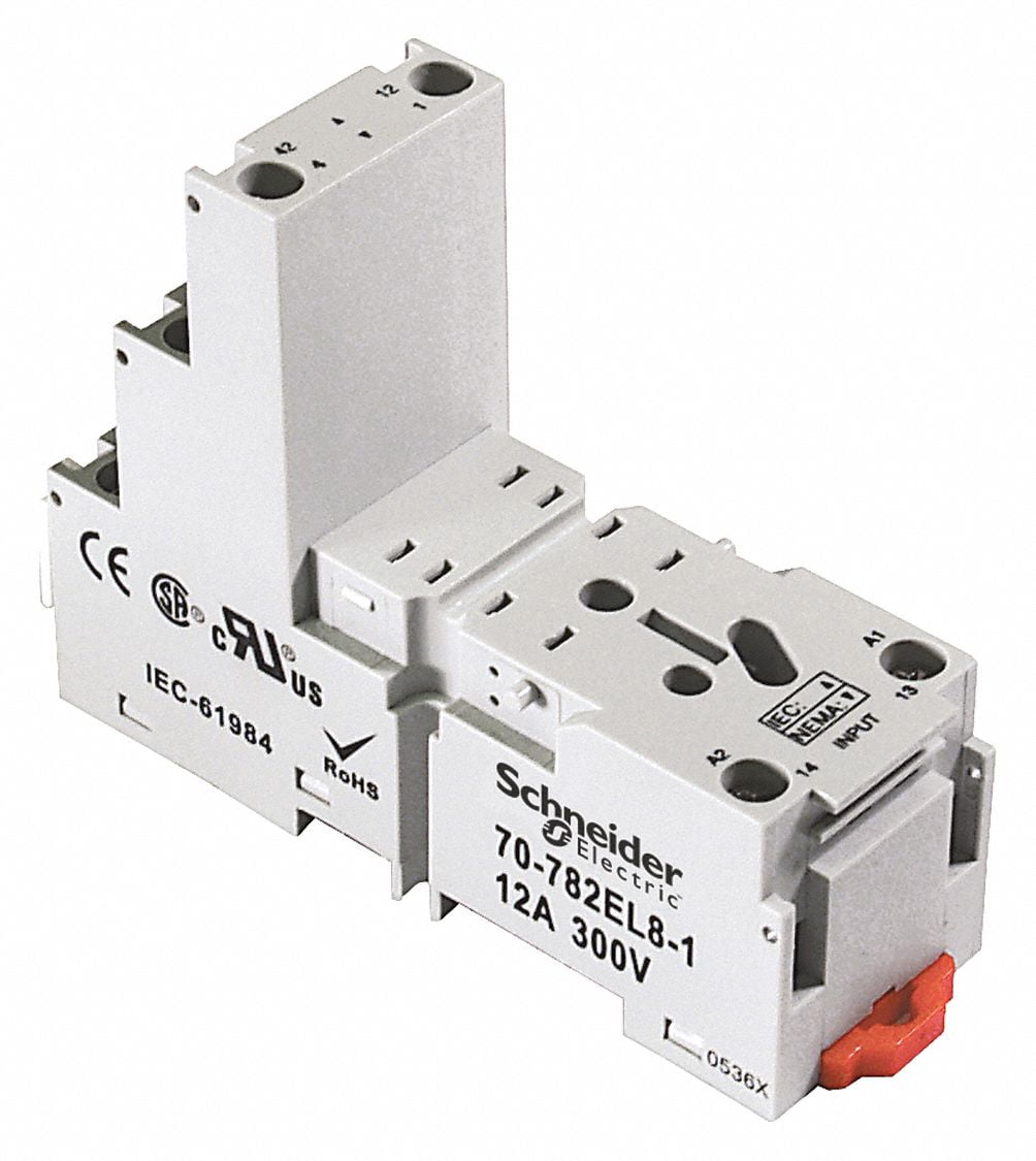 Schneider Electric Rlay Sckt,Elvatr,Squre,8 Pin, Scrw Clamp 70-782EL8-1 ...