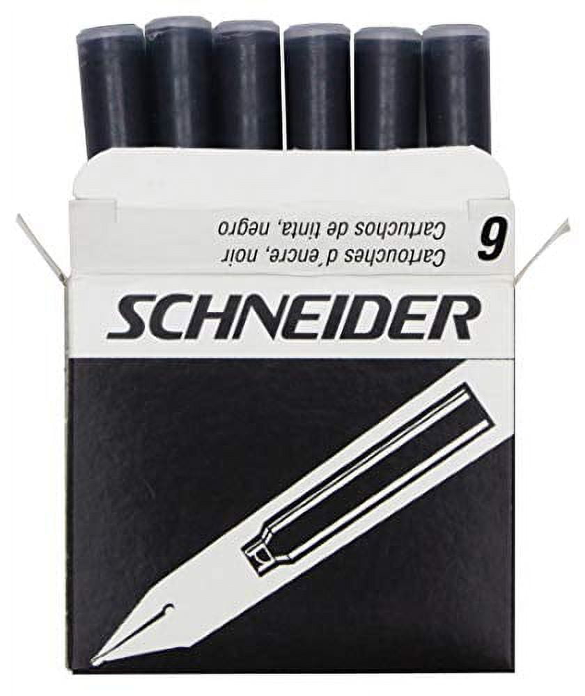 Schneider Fountain Pen Ink Cartridge, Box of 6, Black (06601) - Walmart.com
