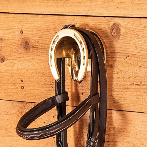 Schneiders Berlin Brass Double Horseshoe Domed Bridle Rack for Horses ...