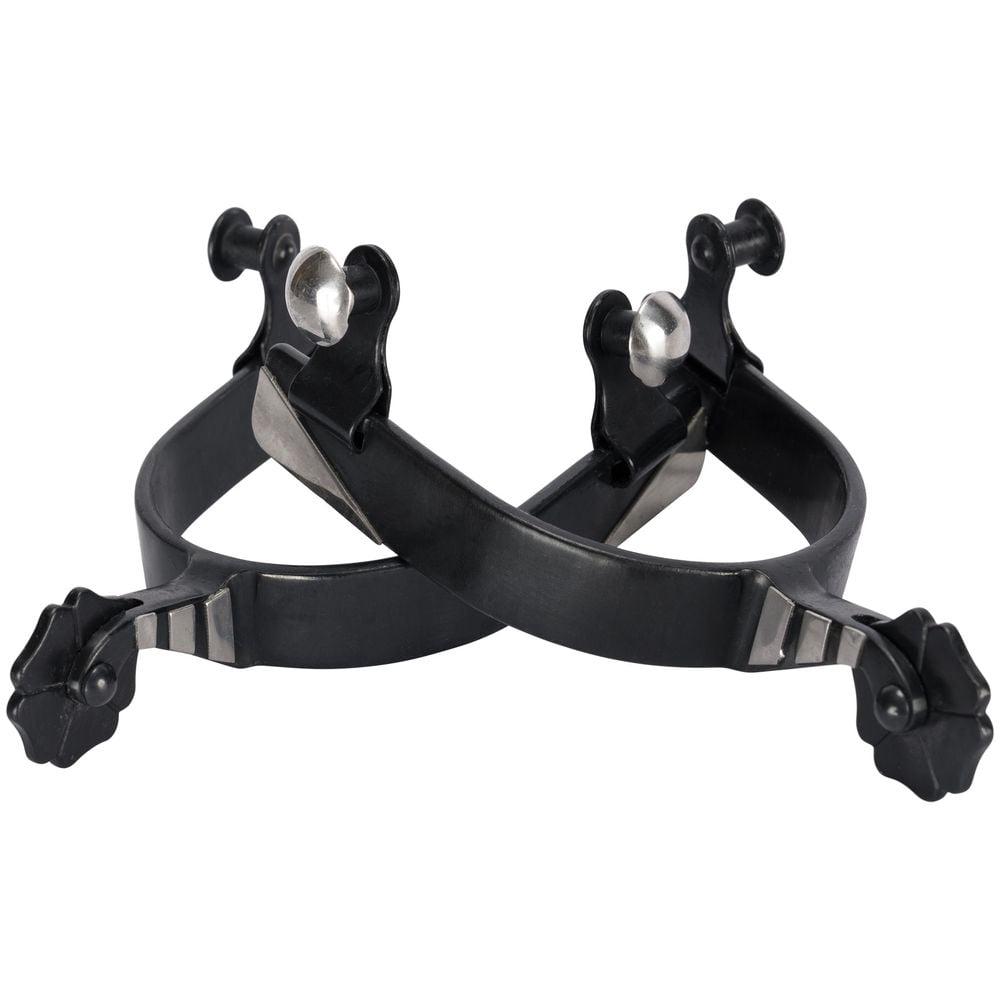 Schneiders Black Steel Cloverleaf Spurs | Silver Heel Accents | 3/4 ...