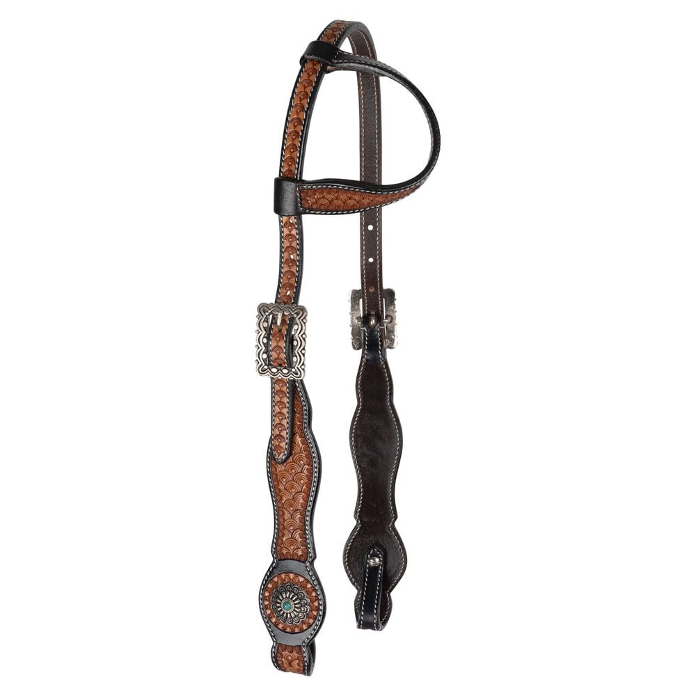Schneiders Ranch Turquoise Concho Two-Tone One Ear Headstall for Horse ...