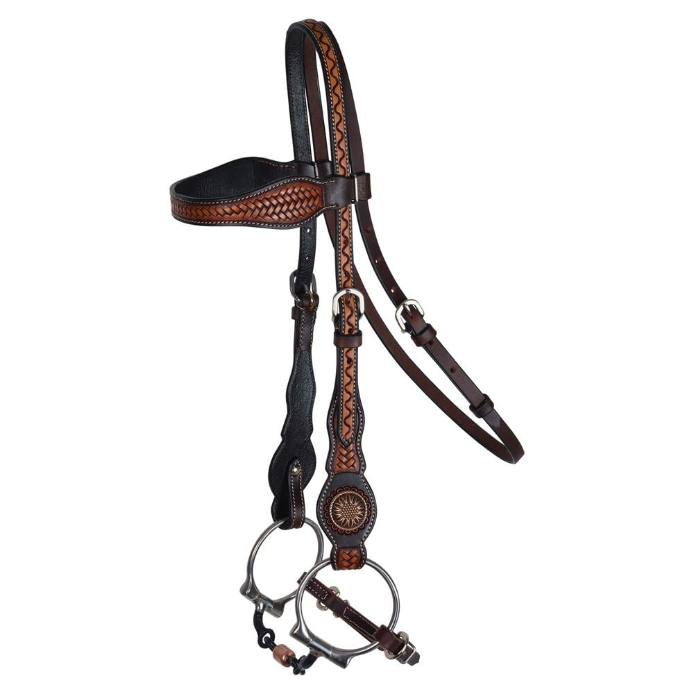 Schneiders Tooled Concho Browband Ranch Headstall | Color Dark Oil ...