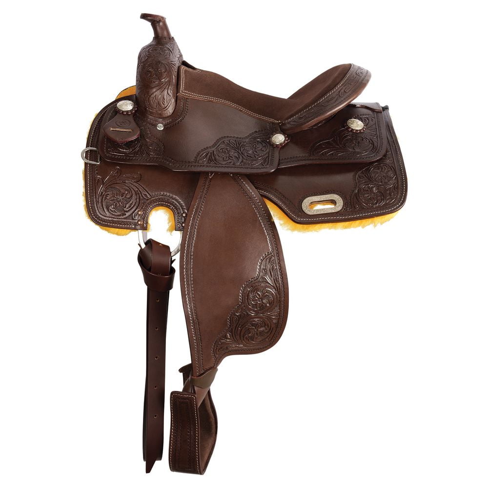 Schneiders Wyatt II Tooled All Around Saddle | Color Dark Oil | Size 15 ...