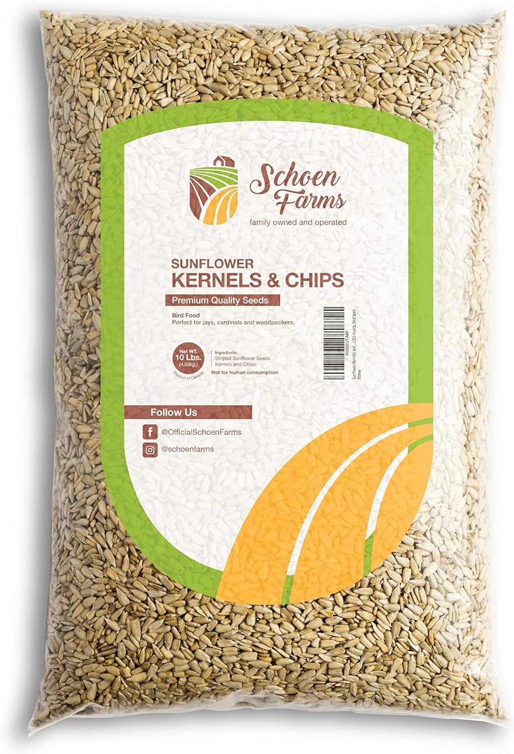 Schoen Farms Sunflower Kernels and Chips (10 LBS) Hearts, Bird Seed ...