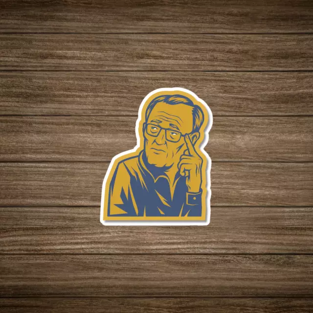 Scholarly Senior Man Portrait Sticker - Thoughtful Grandpa Silhouette ...