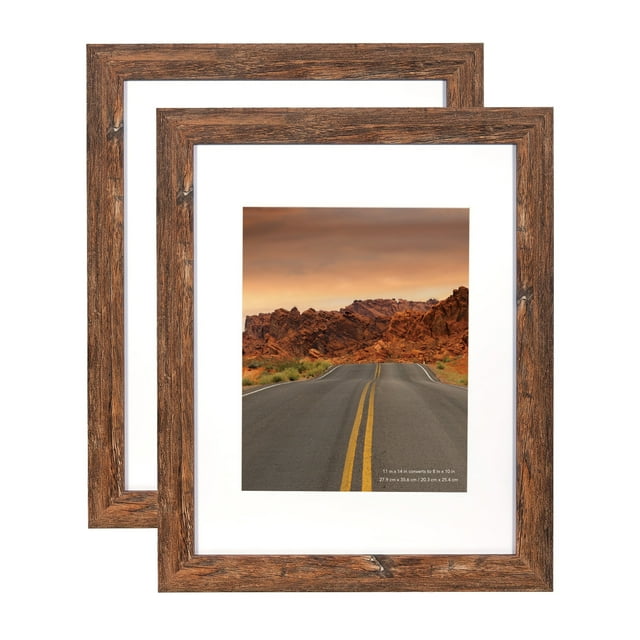 Scholartree 11 x 14 Wood Gallery Picture Frames Set of 2-11x14 Matted ...