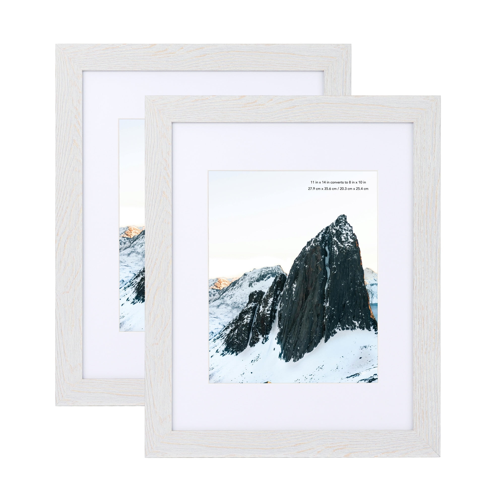 Scholartree 2 PACK 11x14 Wood Gallery Picture Frames, 11x14 Matted to ...