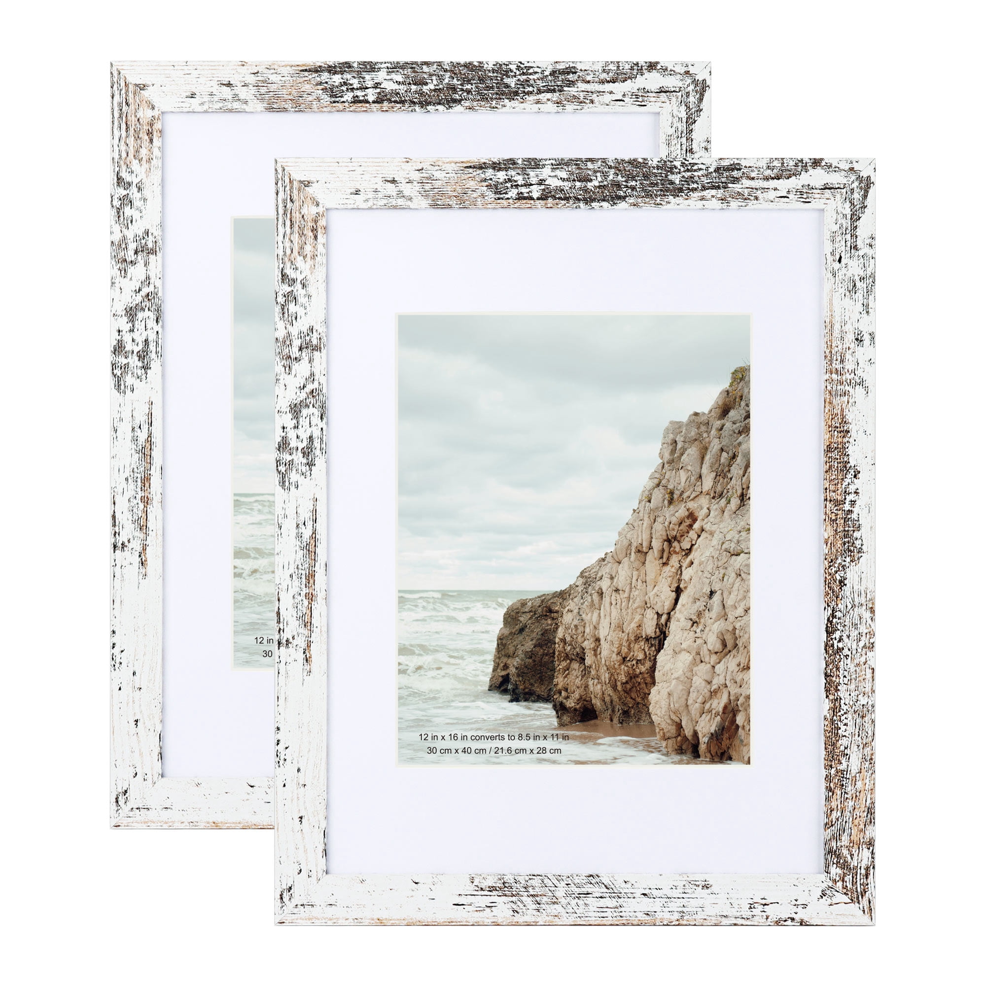 Scholartree 2 PACK 12 x 16 Wood Gallery Picture Frames, 12x16 Matted to ...