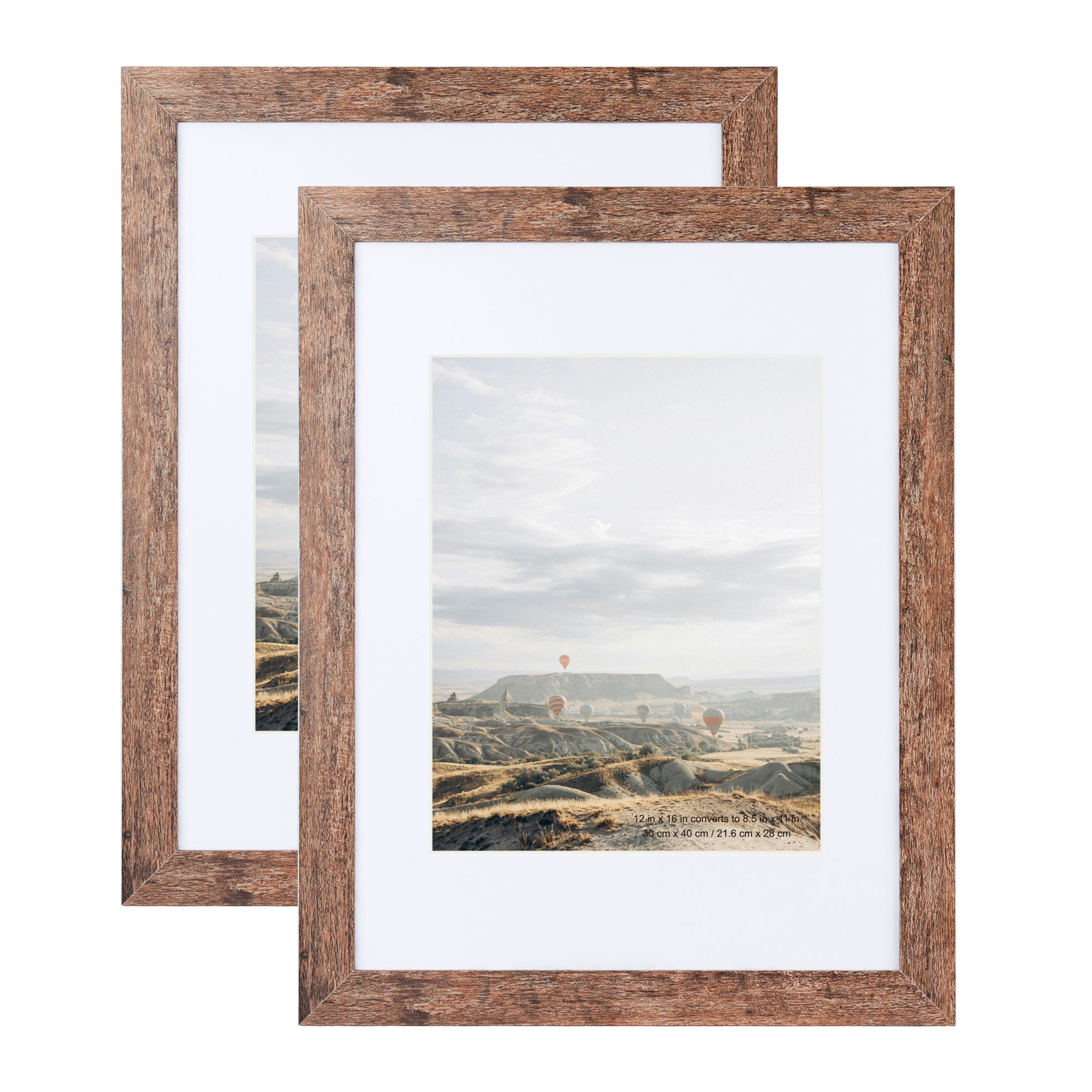 Scholartree 2 PACK 12 x 16 Wood Gallery Picture Frames, 12x16 Matted to ...