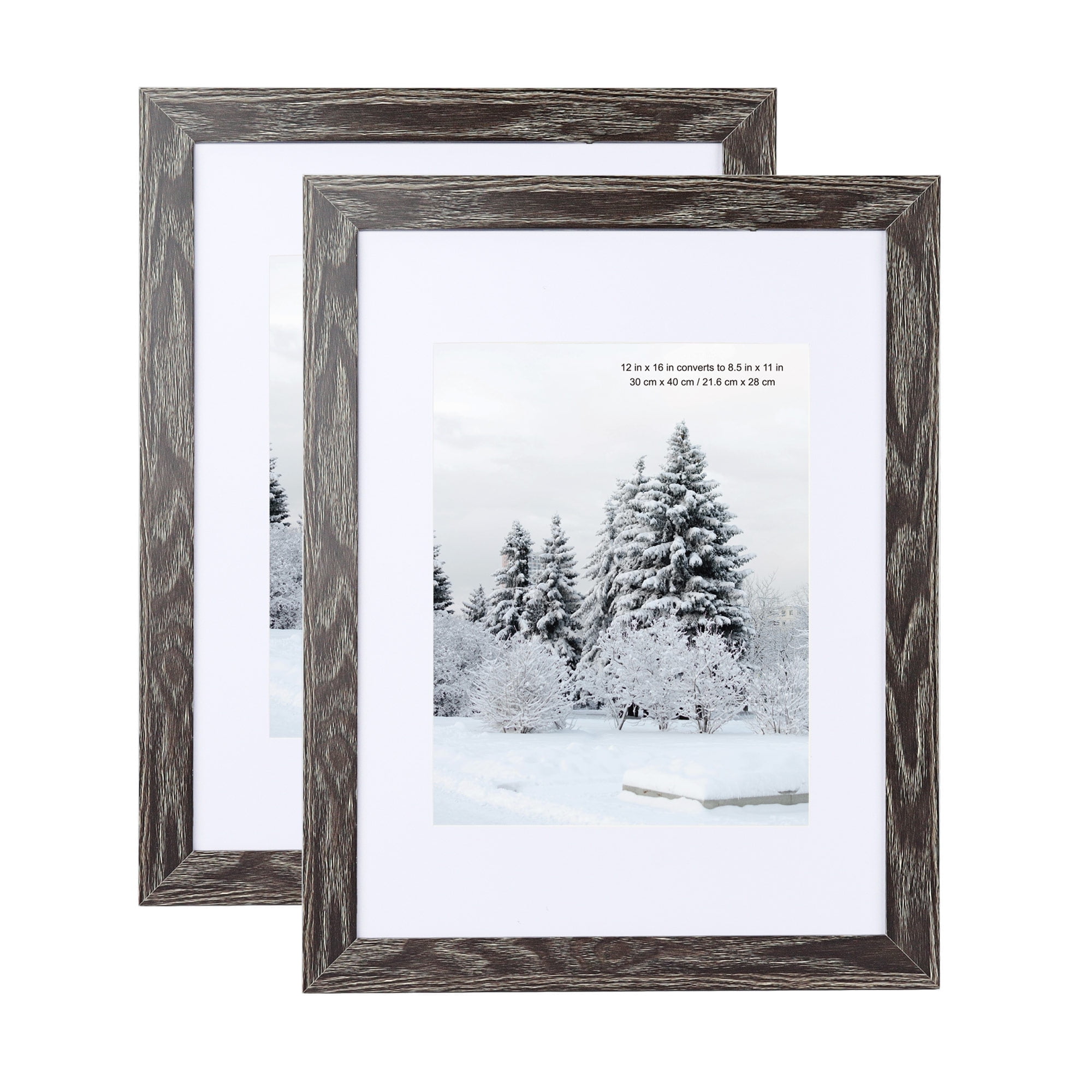 Scholartree 2 PACK 12 x 16 Wood Gallery Picture Frames, 12x16 Matted to ...