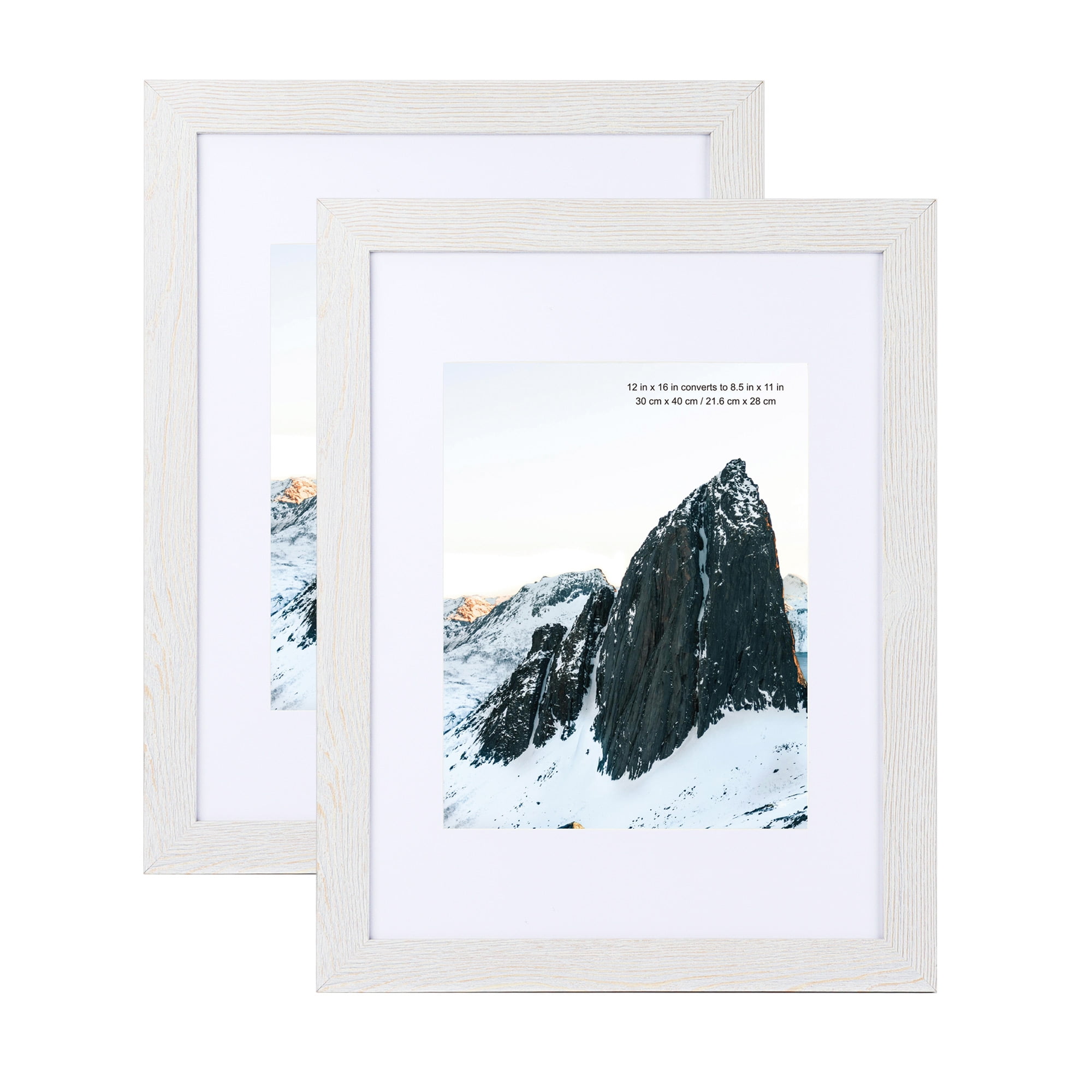 Scholartree 2 PACK 12x16 Wood Gallery Picture Frames, 11x14 Matted to 8 ...