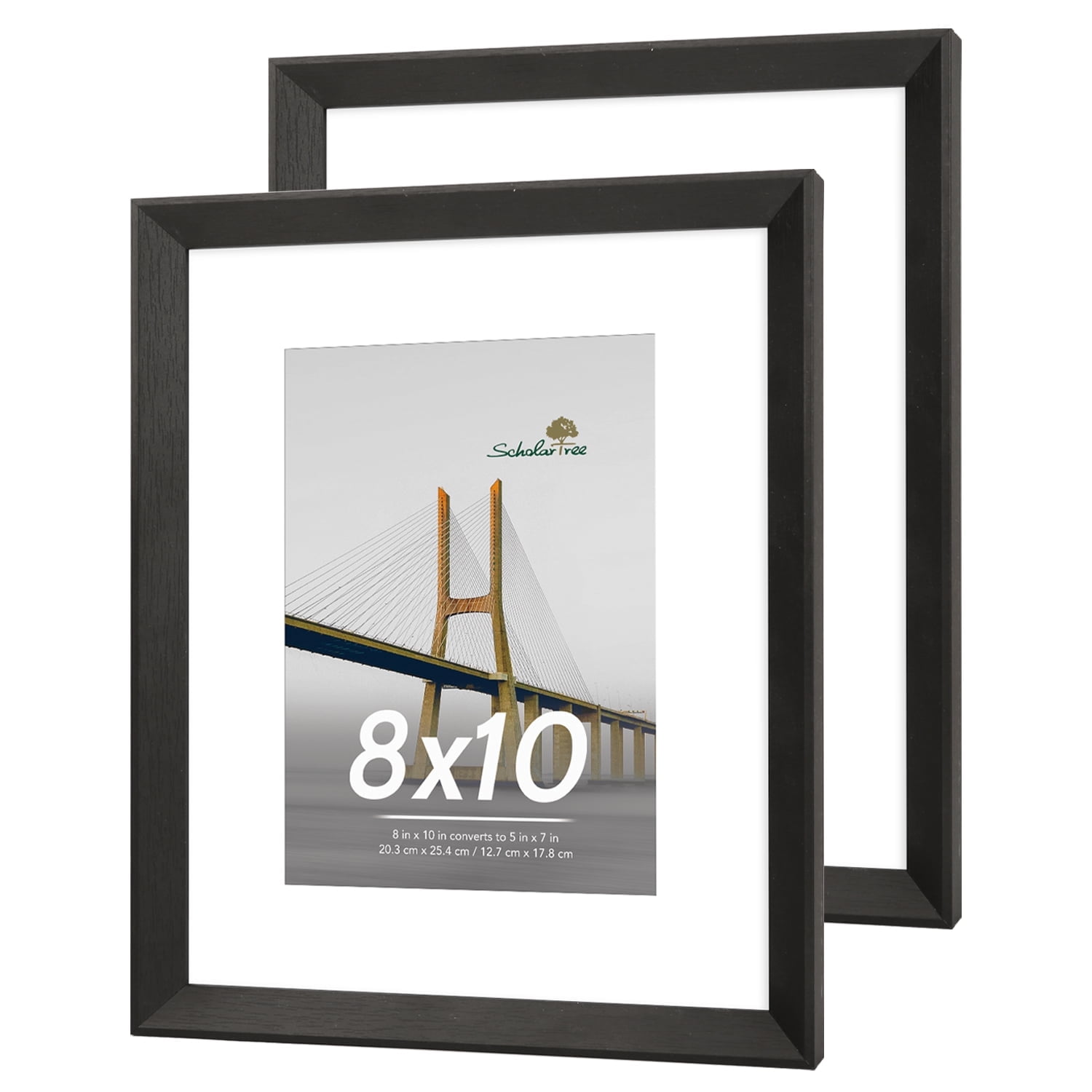 Scholartree 5 PACK 8x10 Wooden Picture Frames, 8x10 Matted to 5x7 ...