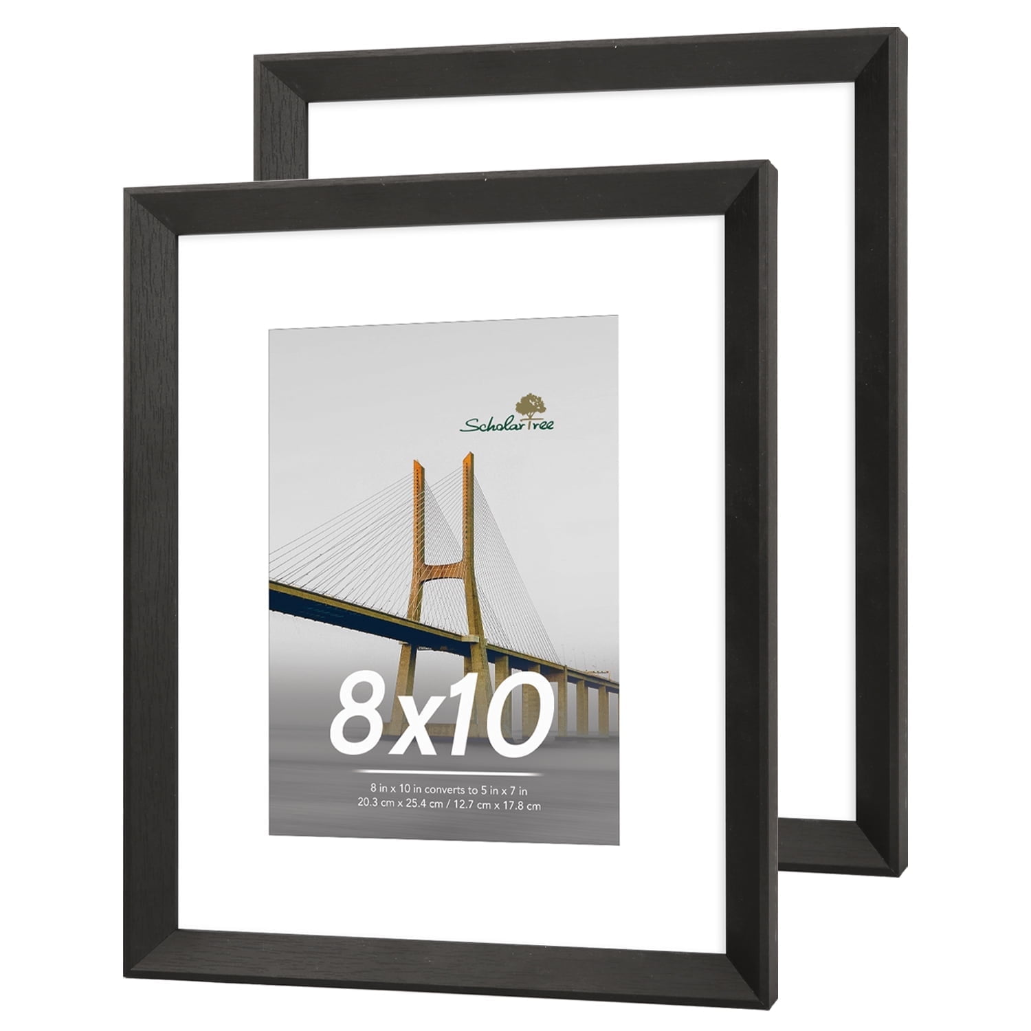 Scholartree 5 PACK 8x10 Wooden Picture Frames, 8x10 Matted to 5x7 ...