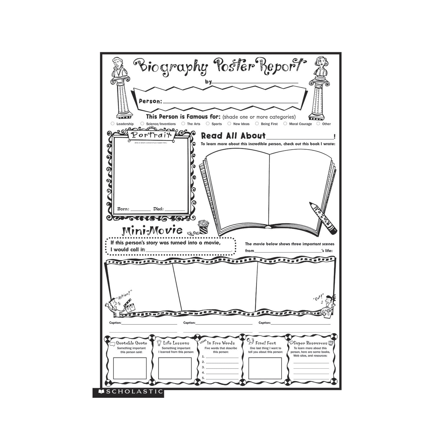 Scholastic Biography Report Poster Sets, 17 x 22 Inches, Set of 30 ...