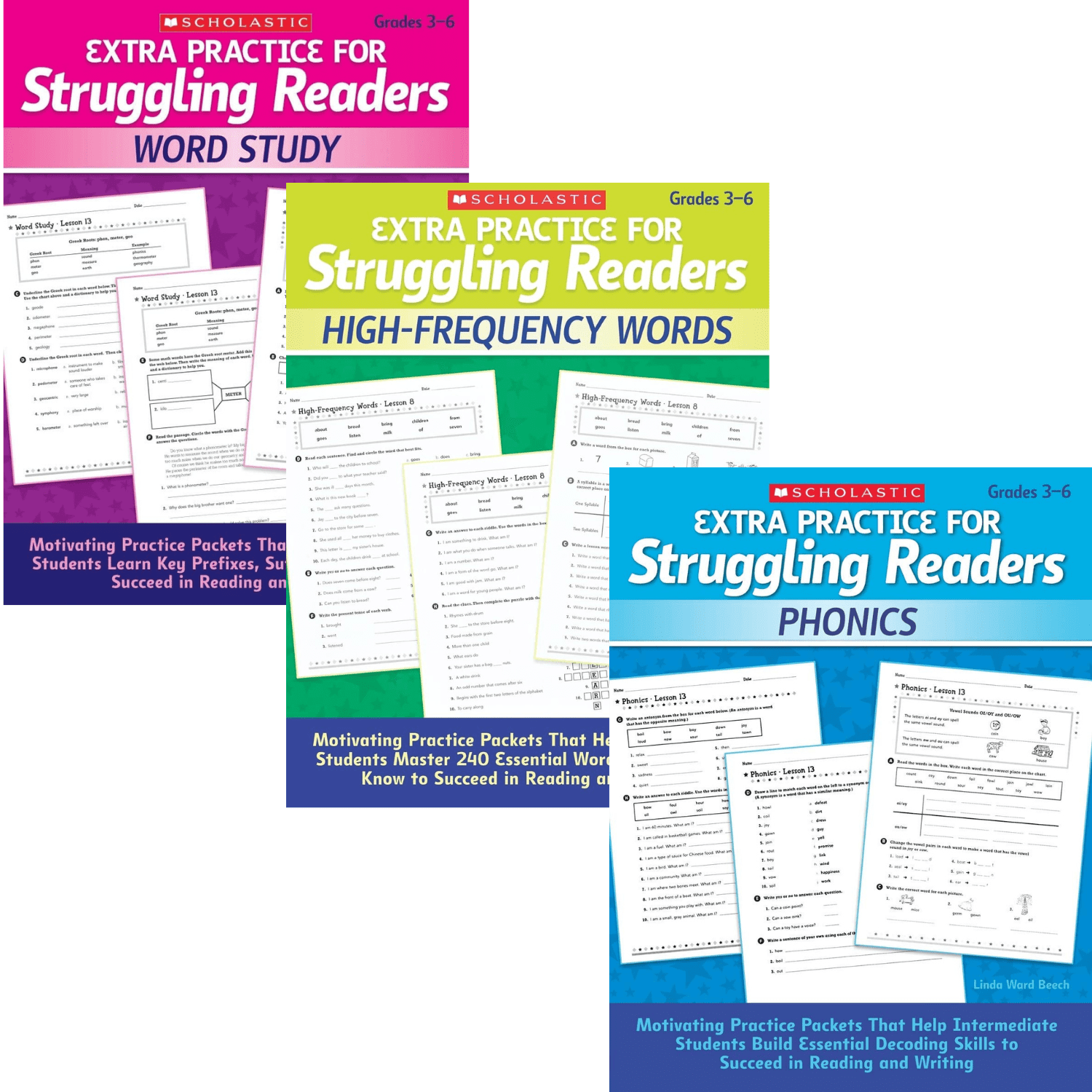 Scholastic Extra Practice for Struggling Readers Grade 3-6 Complete ...