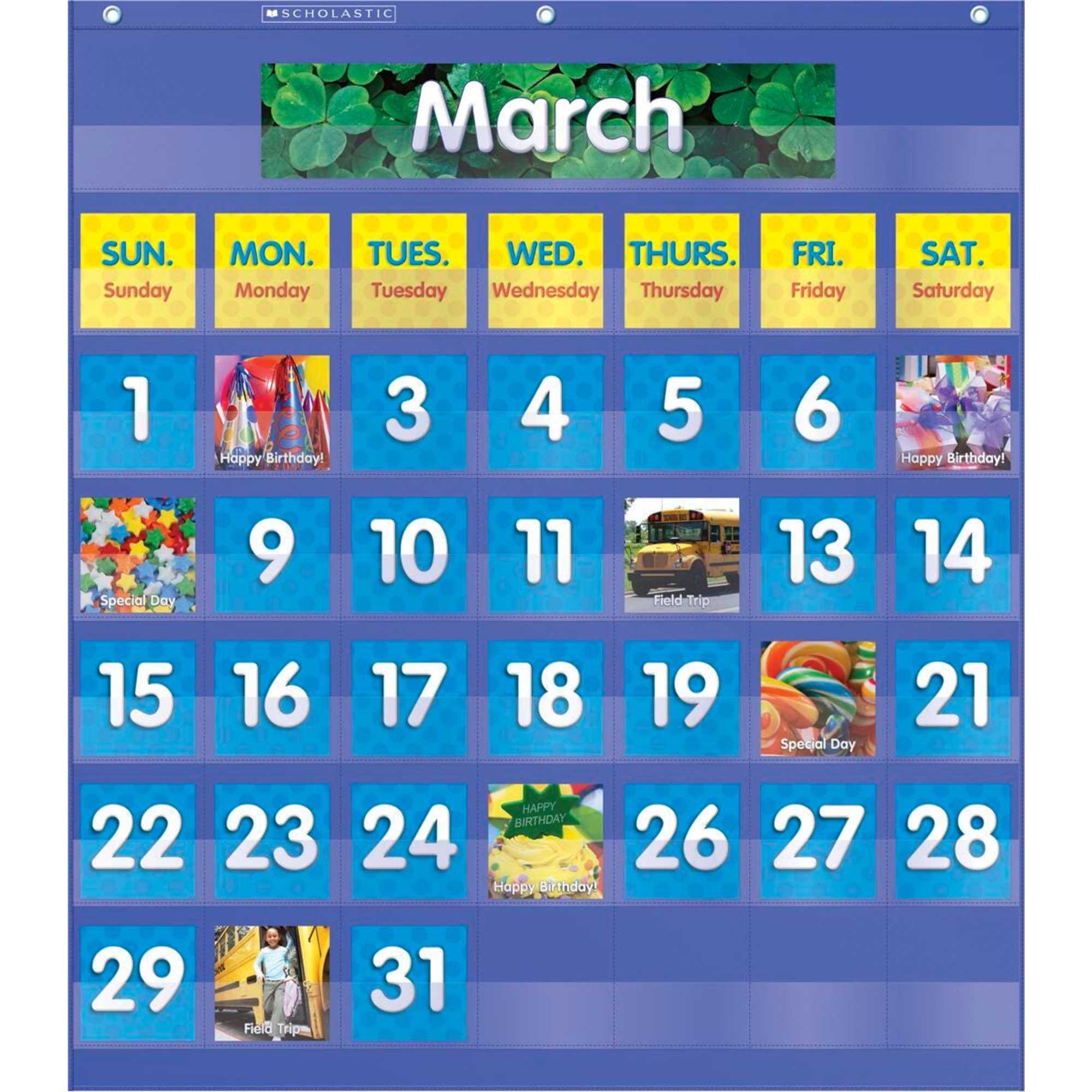 Scholastic Monthly Calendar Pocket Chart, 25 x 27-3/4 Inches - Walmart.com