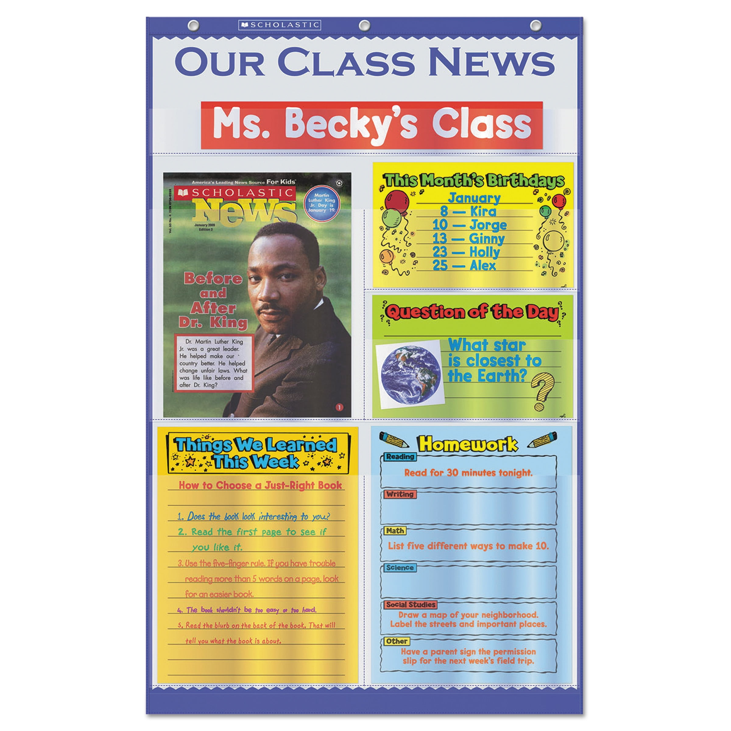 Scholastic Our Class News Pocket Chart, Newspaper Layout, 6 Pockets, 18 ...