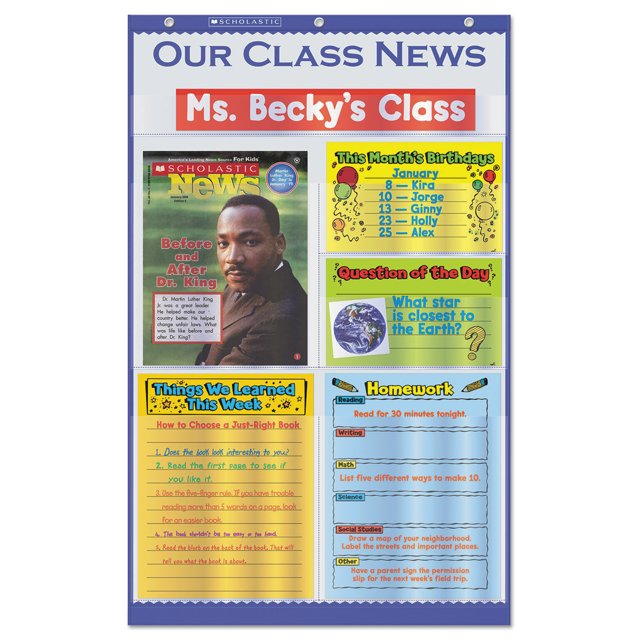 Scholastic Our Class News Pocket Chart, Newspaper Layout, 6 Pockets, 18 ...