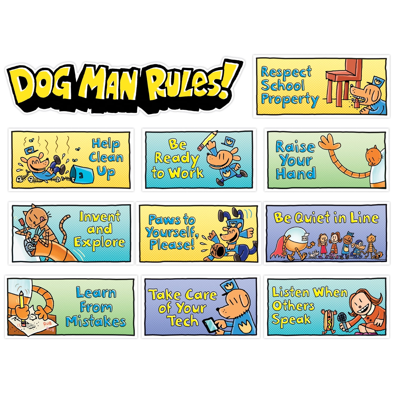 Scholastic Teacher Resources Dog Man Class Rules Mini Bulletin Board ...