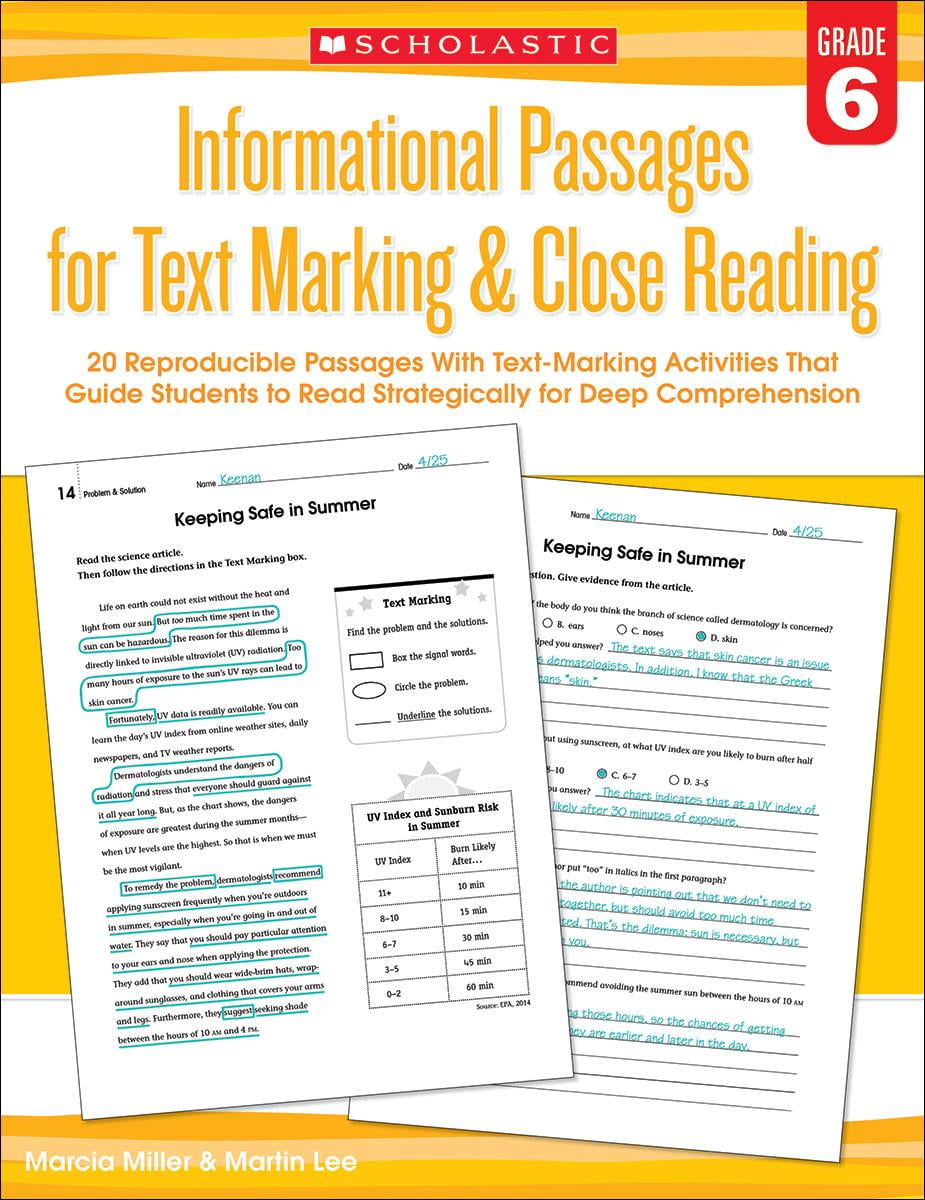 Scholastic Teacher Resources Informational Passages For Text Marking ...