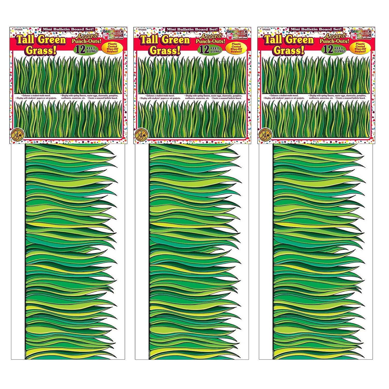 Scholastic Teacher Resources Jumbo Border 8.5" x 12' Green Tall Grass 3 ...