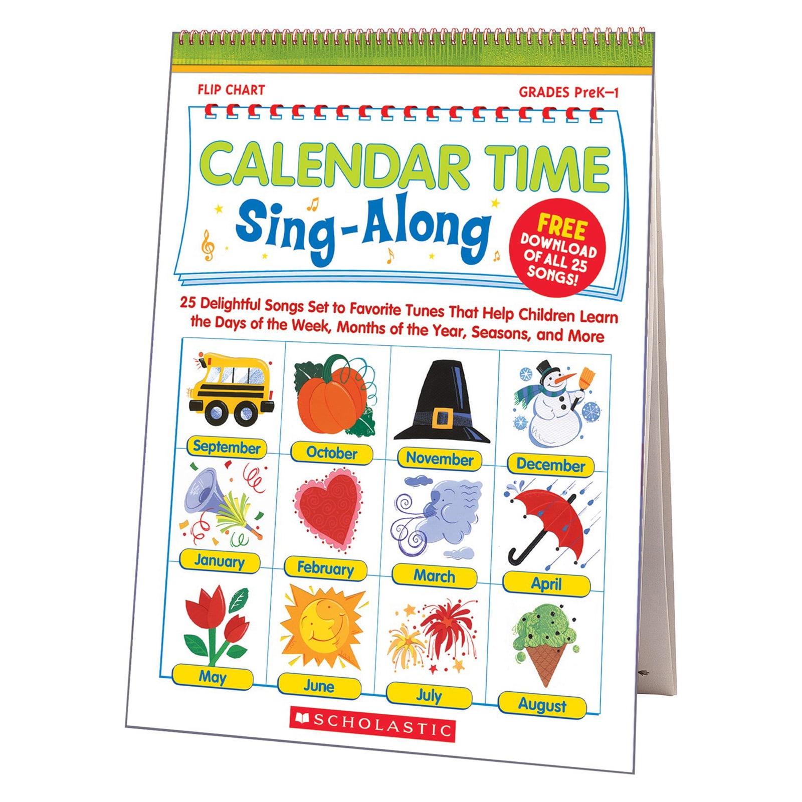 Scholastic Teaching Solutions Calendar Time Sing-Along Flip Chart: 25 ...