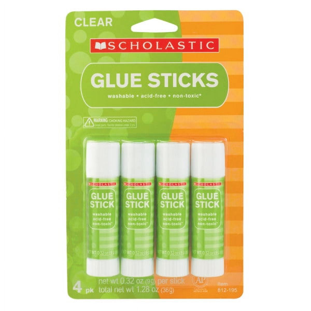 Scholastic Washable Stick Glue for Arts and Crafts, White, 0.32 oz, 4 ...