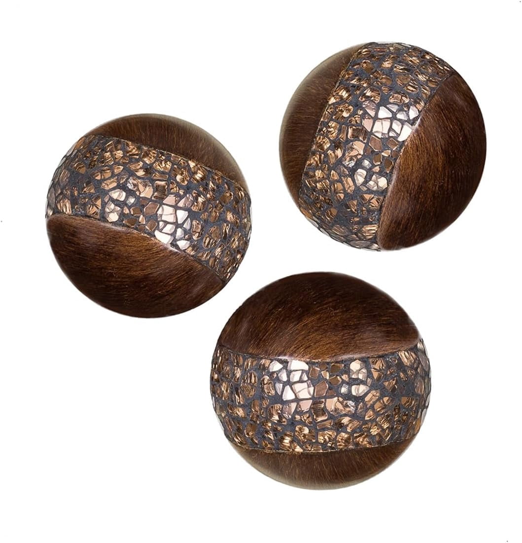 Schonwerk Brown Walnut Decorative Orbs for Bowls and Vase Fillers (Set ...