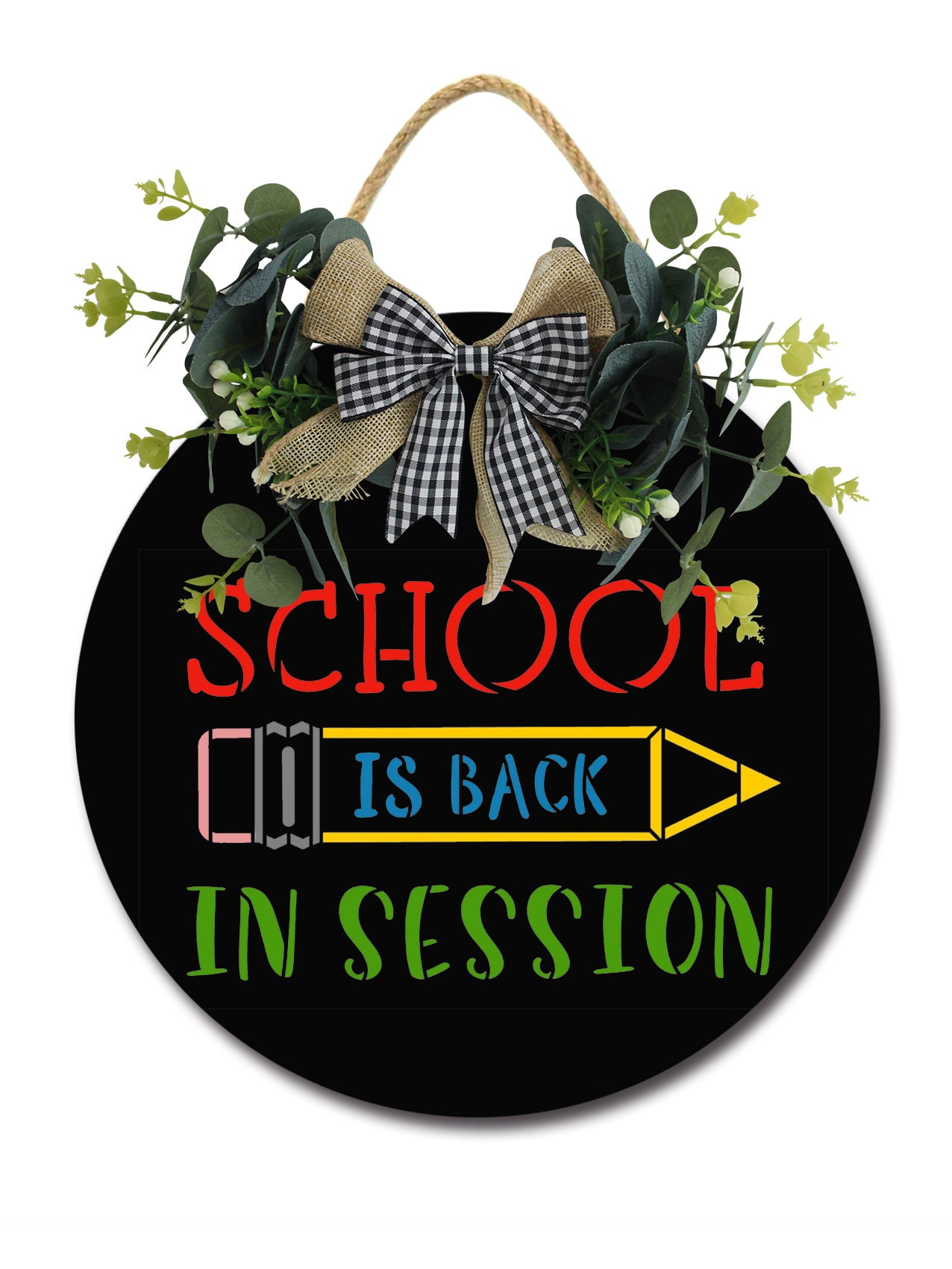 School Is Back In Session Sign Front Door Porch Decorations, Round ...
