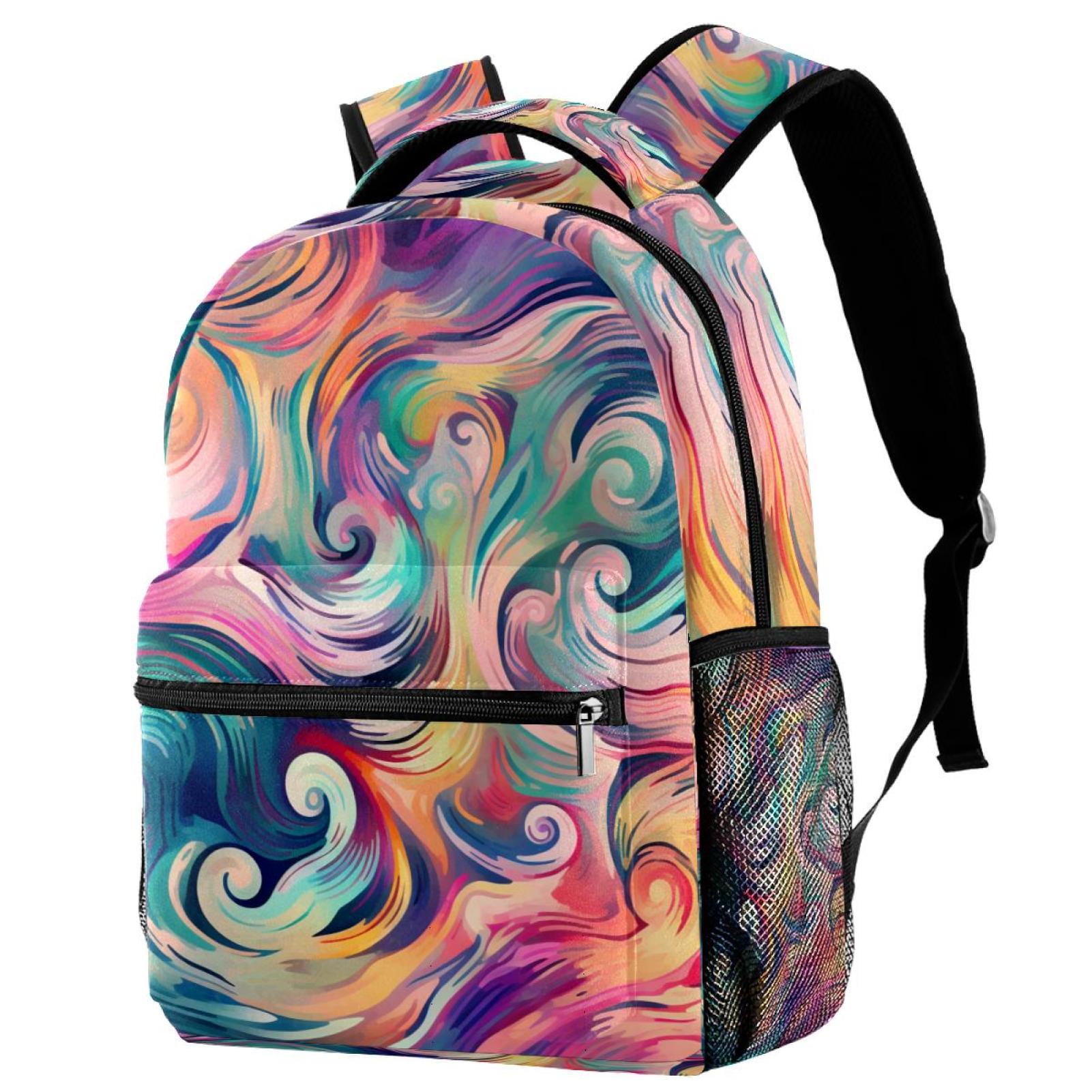 School Backpack Purse Book Bag with Zipper for Teens Students Abstract ...
