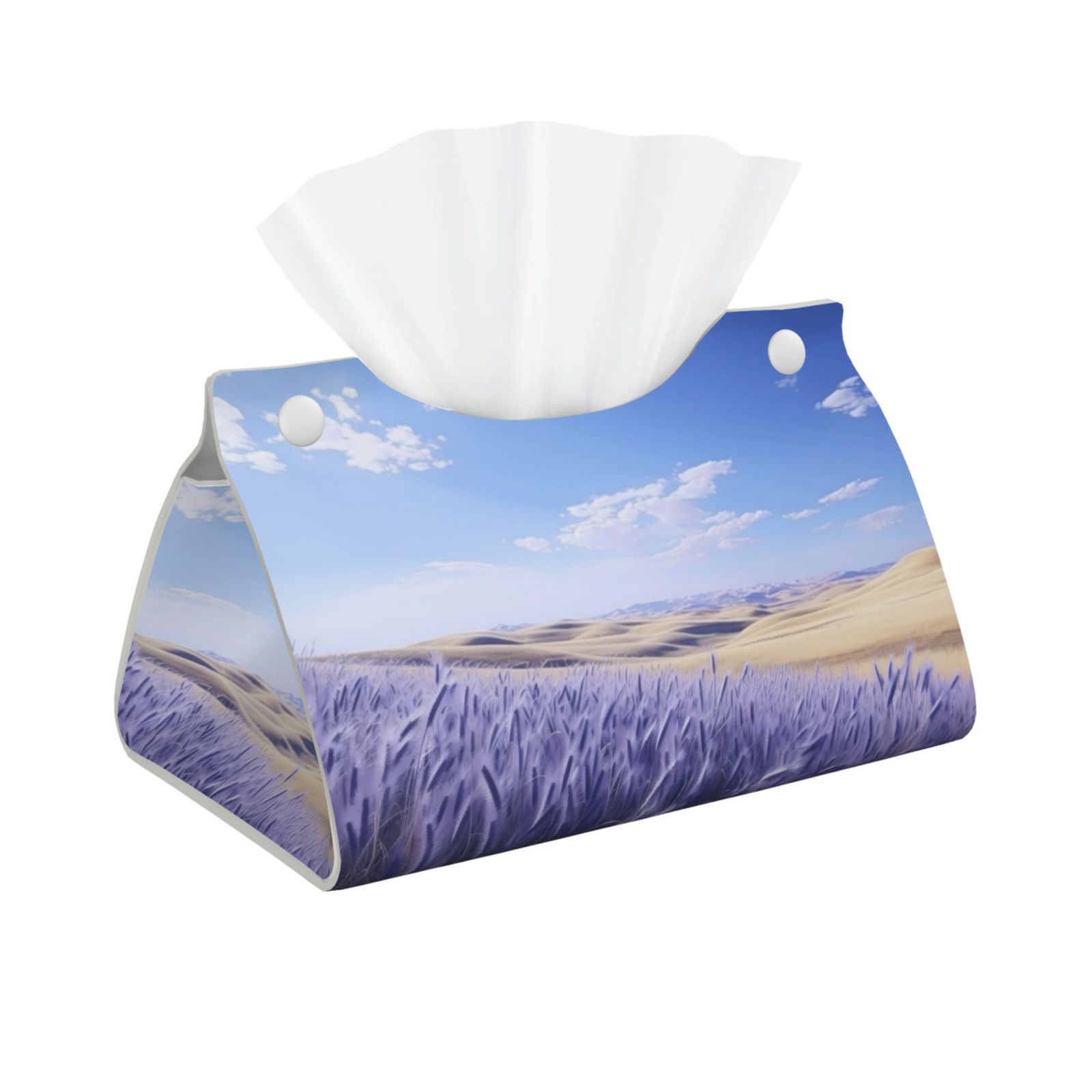 Lavender Fields Under Blue Sky Long Leather Tissue Box Cover - Tissue ...
