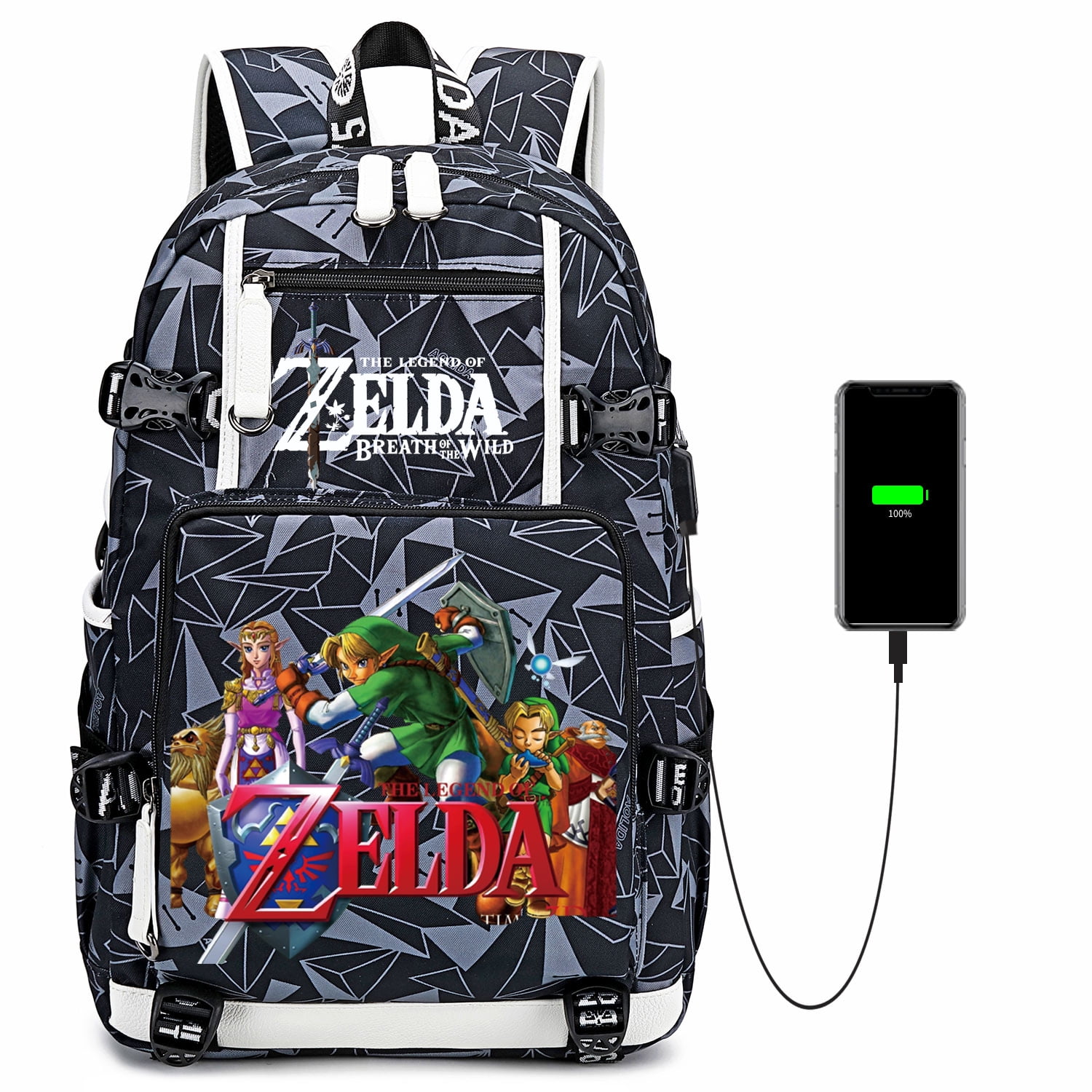 School Backpack The Legend of Zelda Outdoor Travel Bag Waterproof USB ...