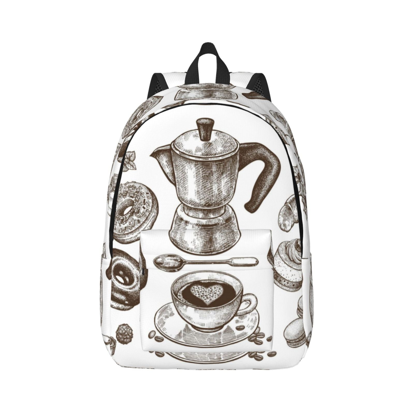 School Backpack for Women/Men - Coffee And Desserts In Style Of Vintage ...