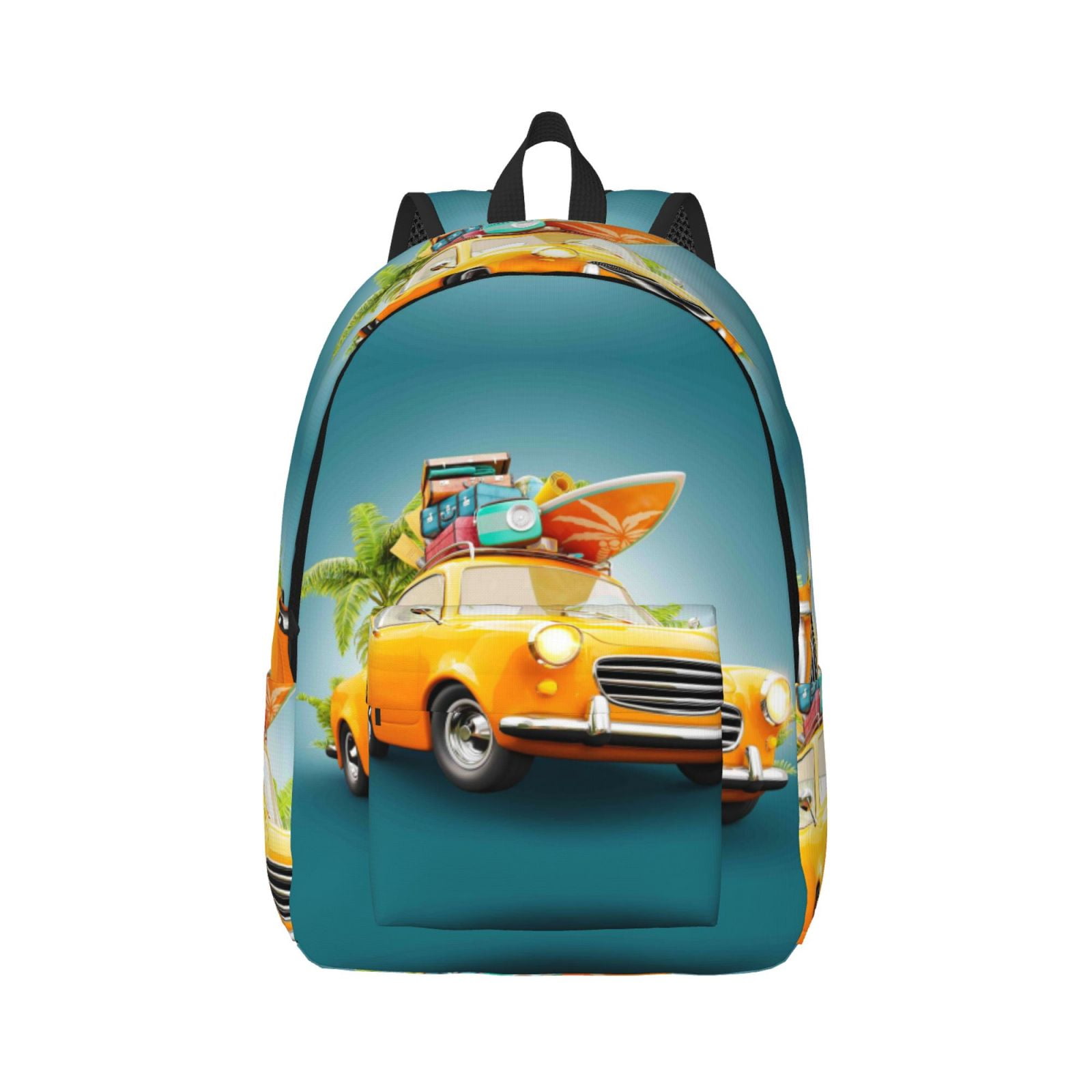 School Backpack for Women/Men - Summer Funny Retro Car With Surfboard ...