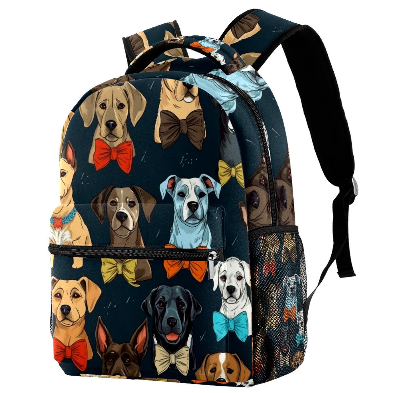 School Backpack for Girls Boys Cute Dogs of Different Breeds Travel ...