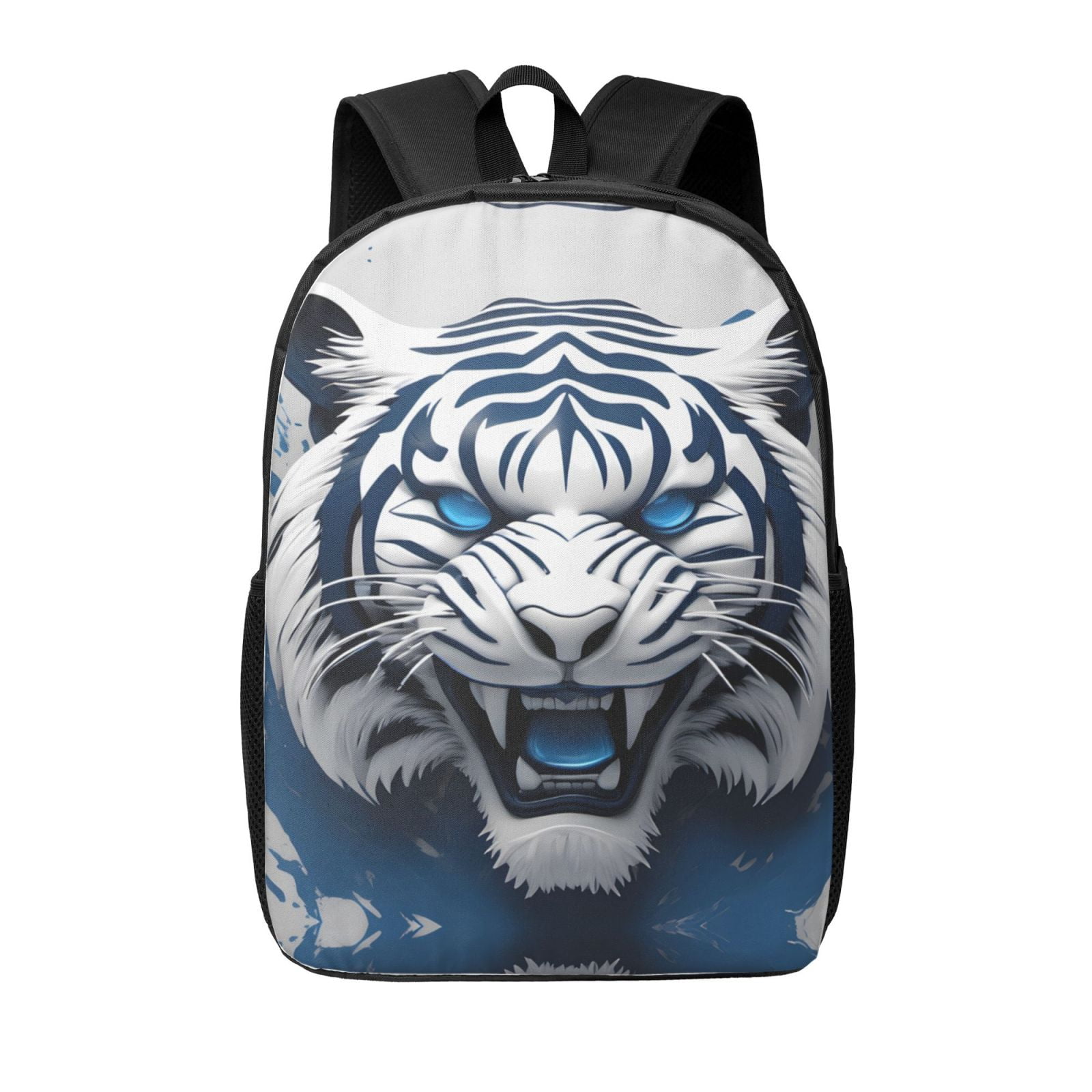 School Backpack for Women/Men - 3D White and Blue Tiger Lightweight ...