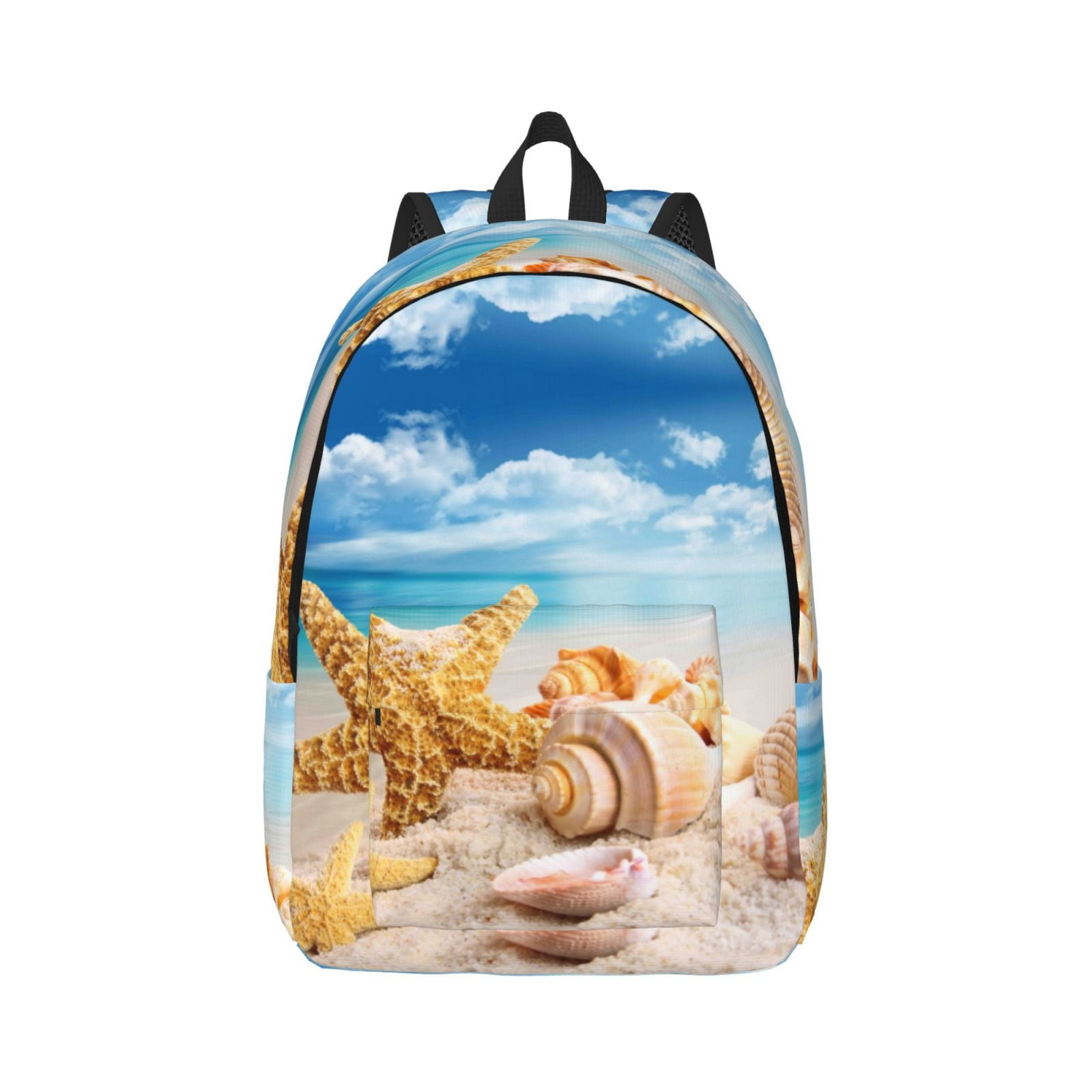 School Backpack for Women/Men - Beach Starfish Shell Lightweight Canvas Travel Bag School Back ...