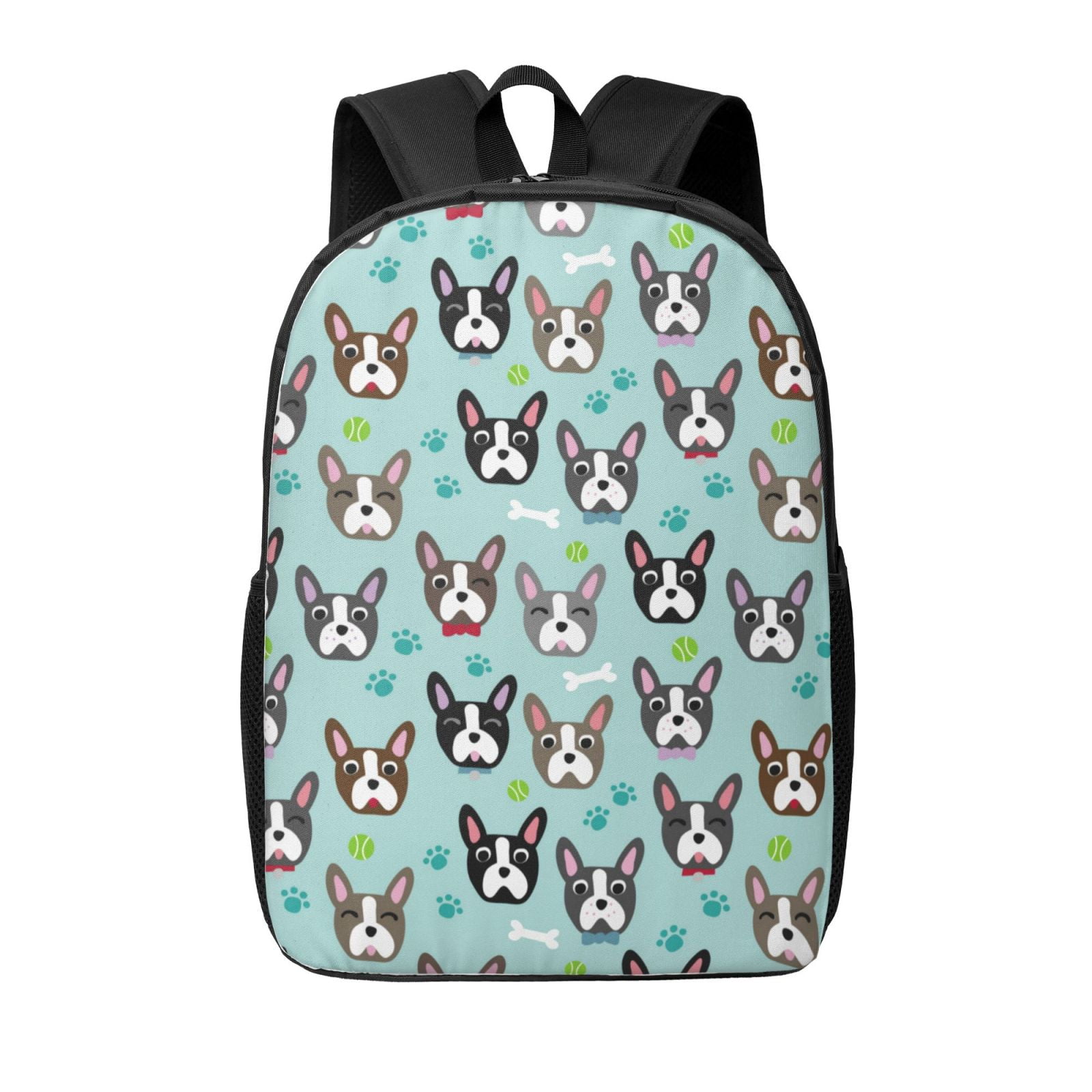 School Backpack for Women/Men - Boston Terrier paw green cute ...