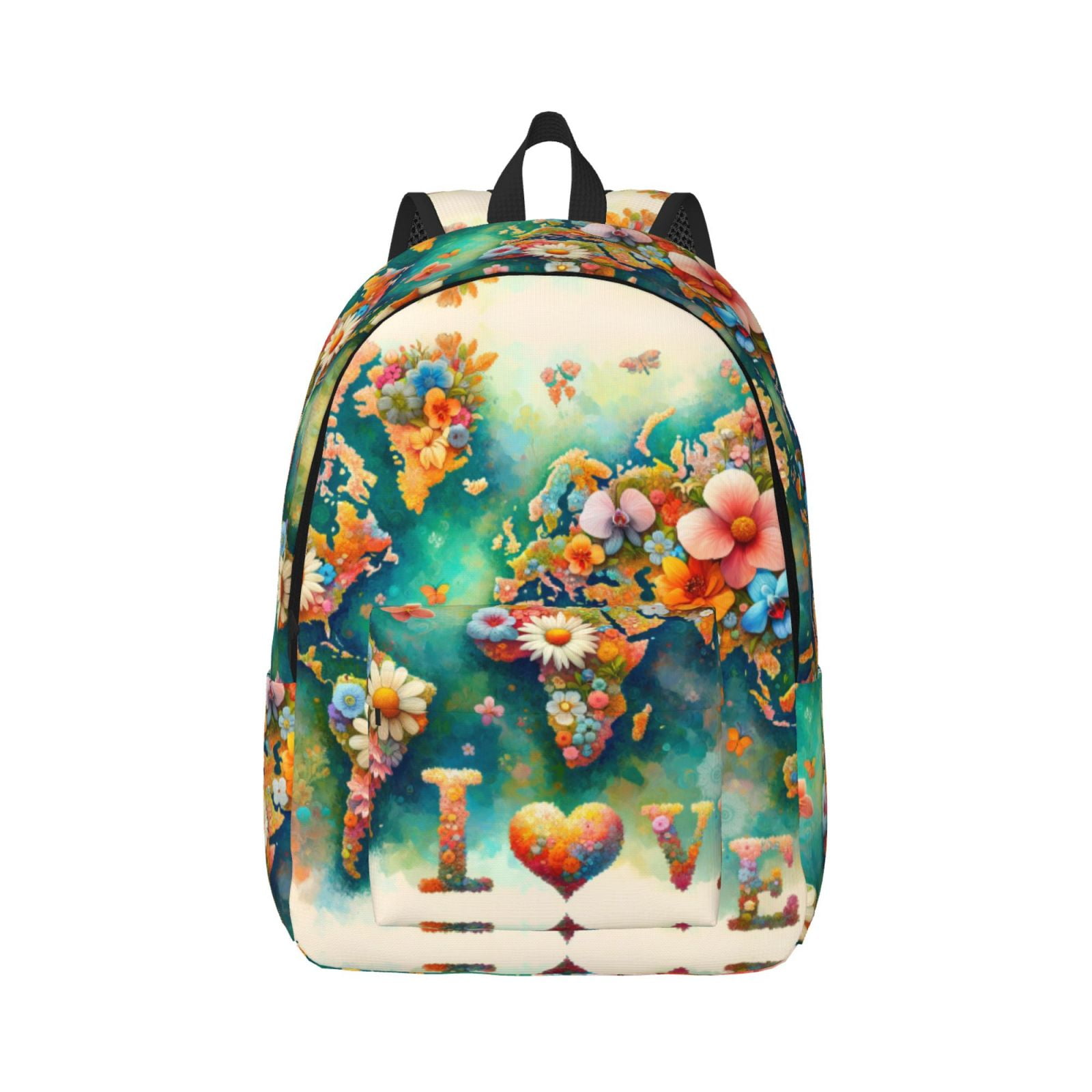 School Backpack for Women/Men - Colorful World Map Lightweight Canvas ...