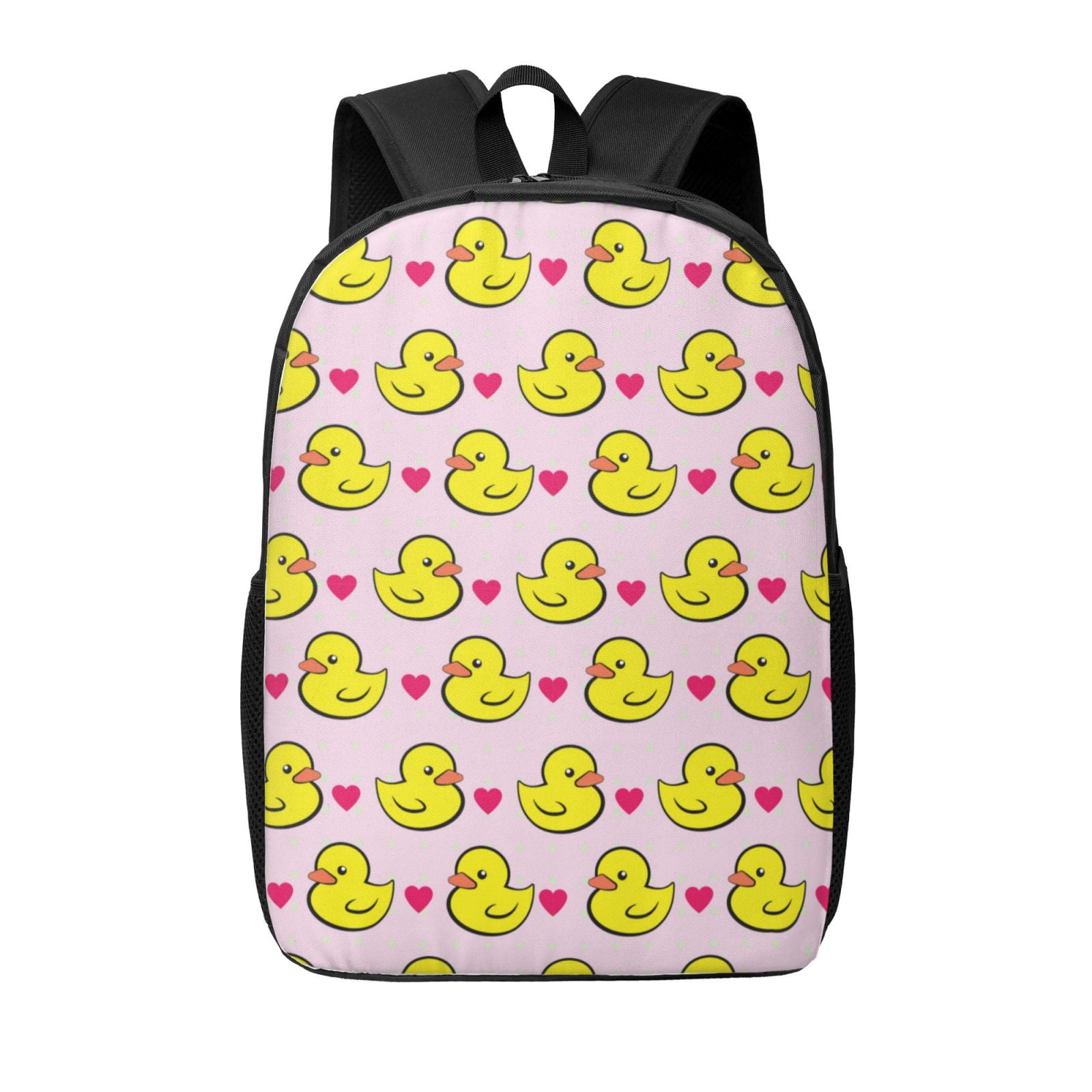 School Backpack for Women/Men - Ducks And Pink Heart Lightweight Travel ...